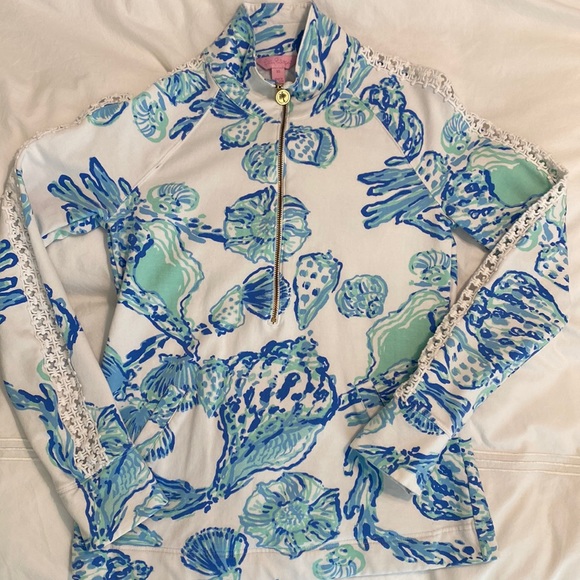Lilly Pulitzer | Tops | Lilly Pulitzer Quarter Zip Lace Detail Xs ...